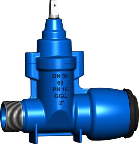 Fig. 117 GY Dienstafsluiter 63mm DN050 met Insteekmof voor PE x 2" BSP ...